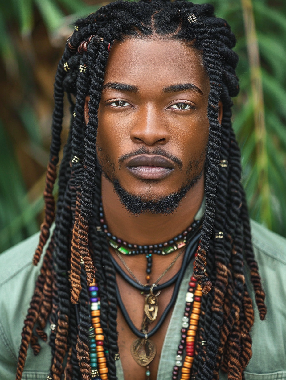 32 Black Men Long Hairstyles Ideas with Afro Twist Braids Fade and ...