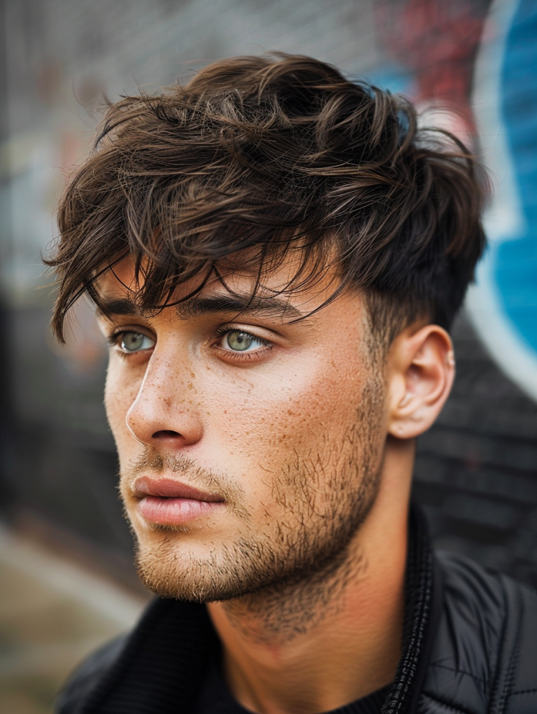 28 Textured Fringe Haircut Ideas for Men Straight Hair Men Curly Men ...