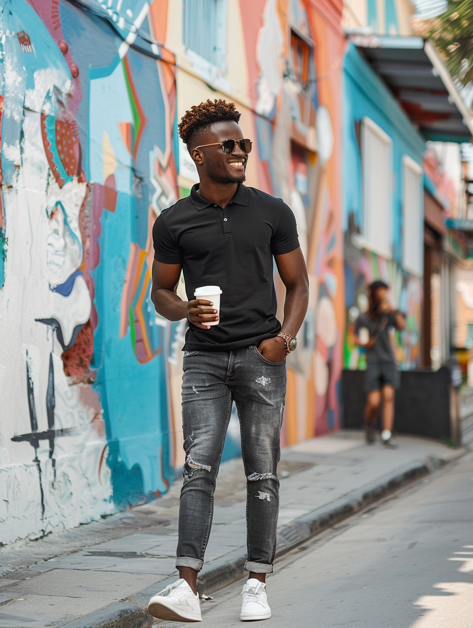 Discover 26 Stylish Ideas for Black Polo Outfit Men Ranging from Formal ...