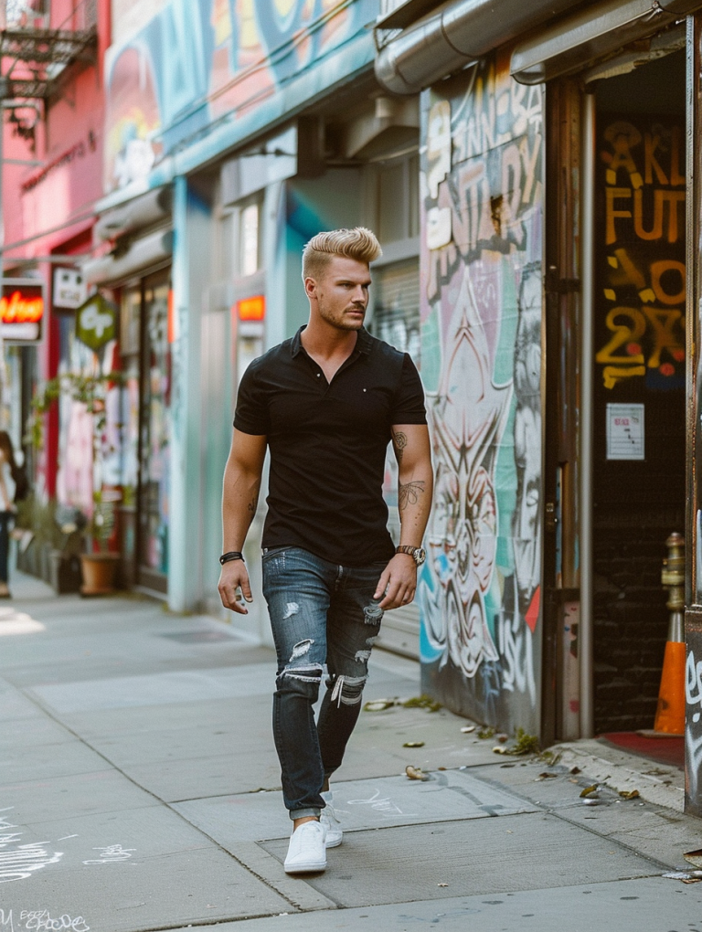 Discover 26 Stylish Ideas for Black Polo Outfit Men Ranging from Formal ...