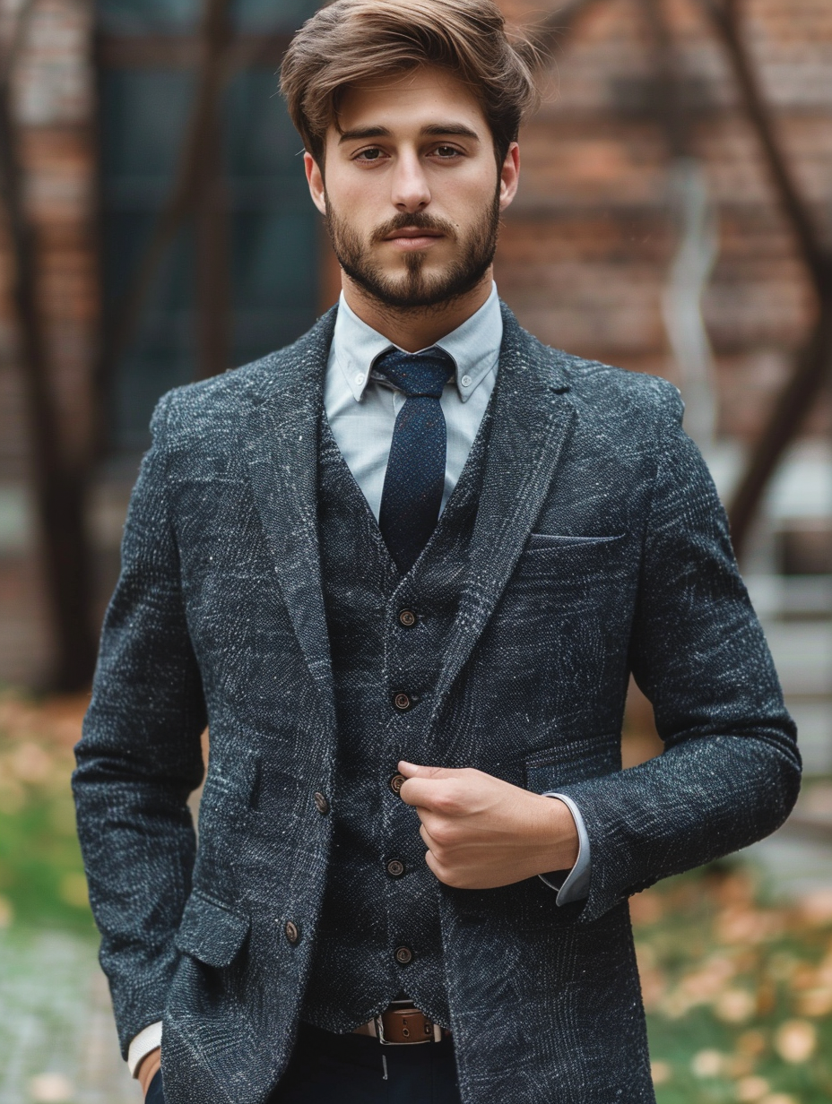 26 Outfit Ideas for Men with Tie Featuring Black Pant White Shirt Blue ...