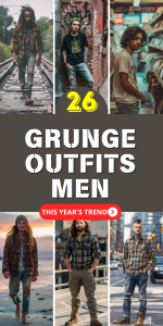 26 Grunge Outfits Men Ideas for 90s Aesthetic Punk Goth Vintage Rock ...