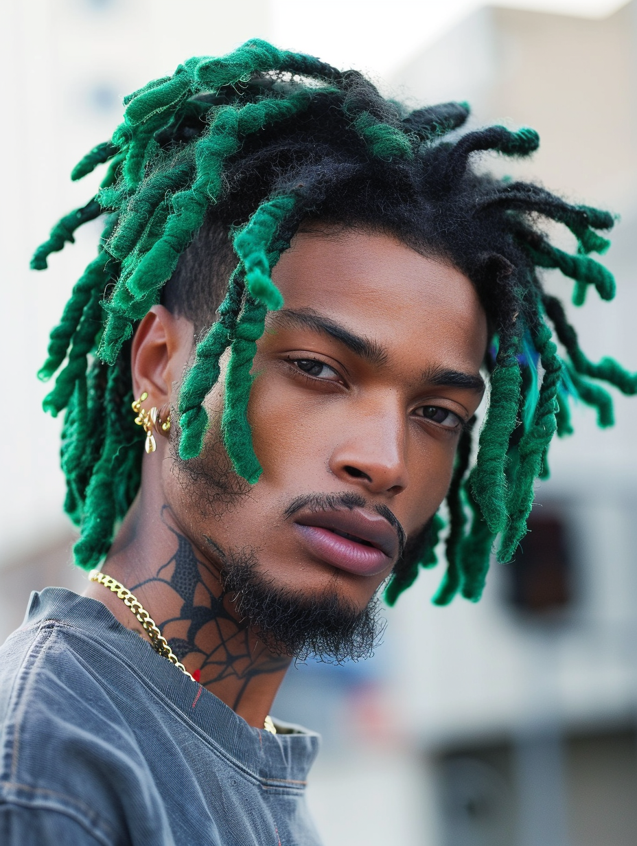 29 Creative Hairstyles for Green Dreads Men Including Dark Neon Lime ...