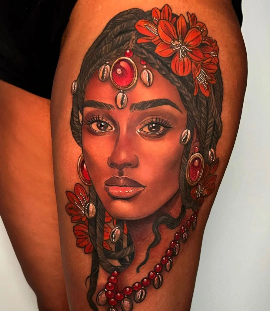Vibrant Color Tattoo Ideas for Black Skin Featuring Floral, Portrait ...