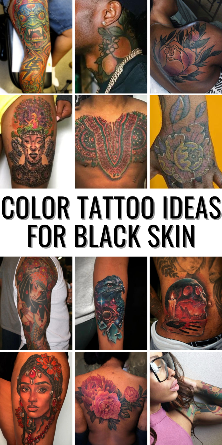 Vibrant Color Tattoo Ideas for Black Skin Featuring Floral, Portrait ...