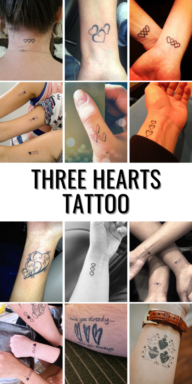 Three Hearts Tattoo Designs for Sisters and Friends: Elegant, Small ...
