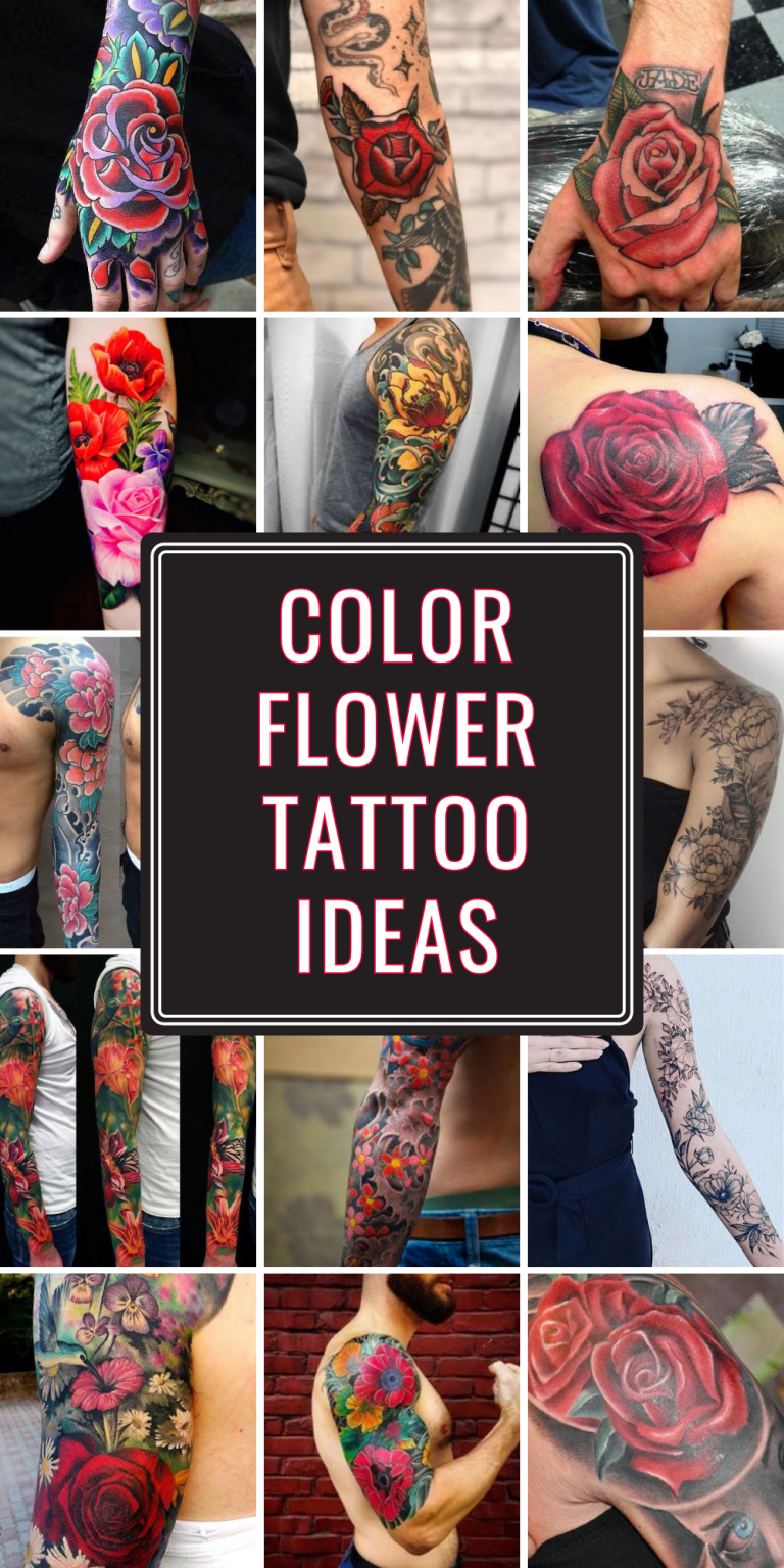 Explore Color Flower Tattoo Ideas for Men and Women: Bold, Realistic ...