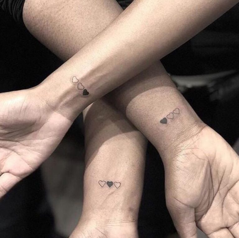 Three Hearts Tattoo Designs for Sisters and Friends: Elegant, Small ...