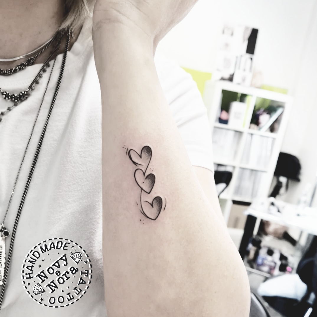 Three Hearts Tattoo Designs for Sisters and Friends: Elegant, Small ...