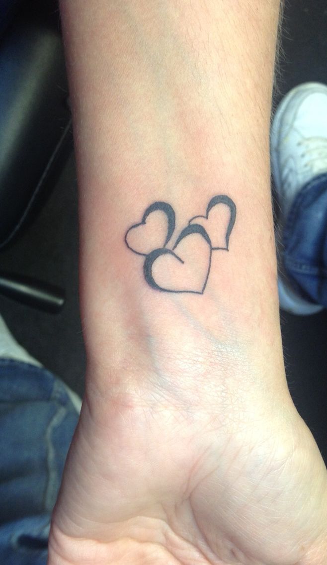 Three Hearts Tattoo Designs for Sisters and Friends: Elegant, Small ...
