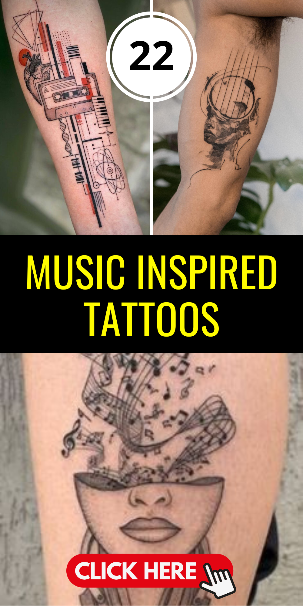 Inspiring Music Inspired Tattoo Designs for Men and Women from Simple ...