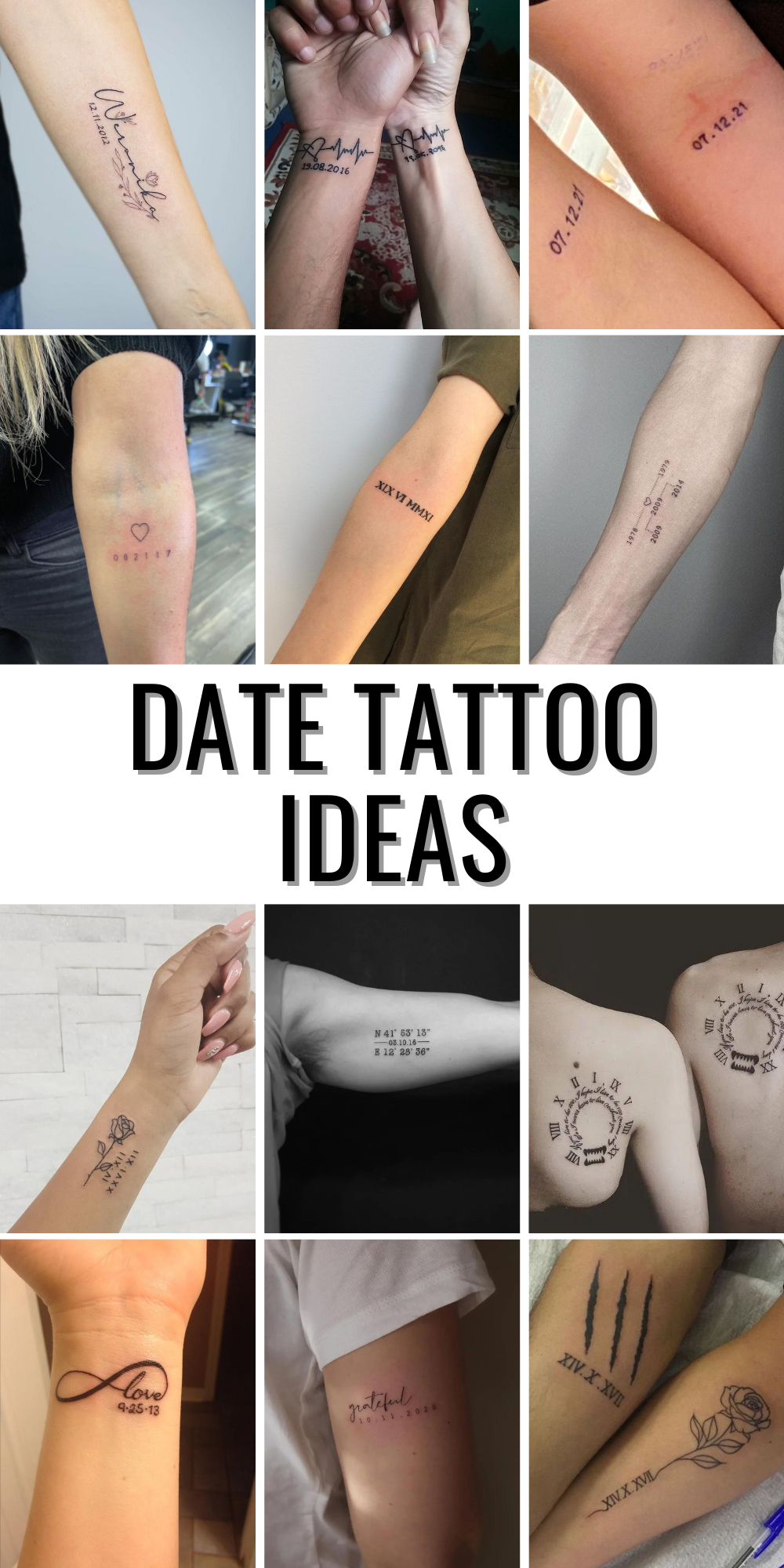 Unique Date Tattoo Ideas for Men and Women: Roman Numerals, Birthdays ...