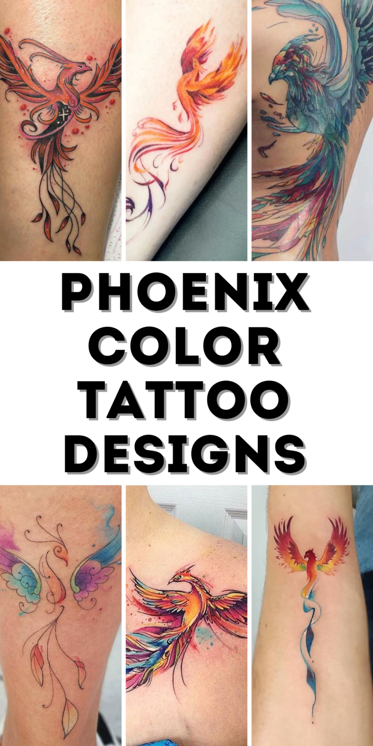 Stunning Phoenix Color Tattoo Designs for Men and Women Featuring ...