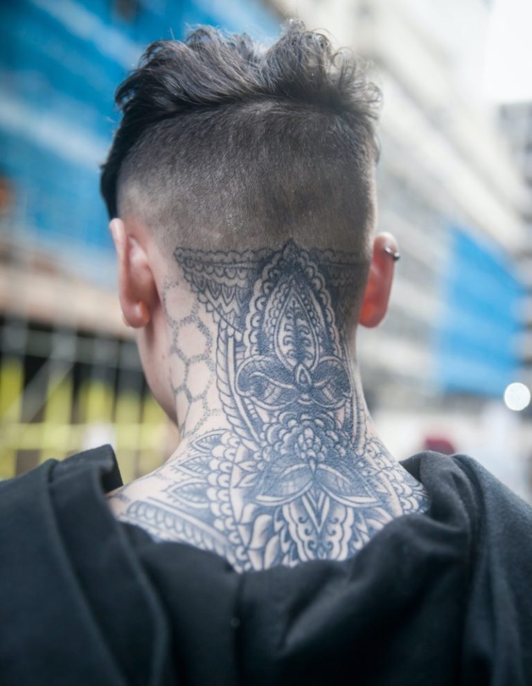 Back of Neck Tattoo Ideas for Men: Unique Designs and Small Stencil ...