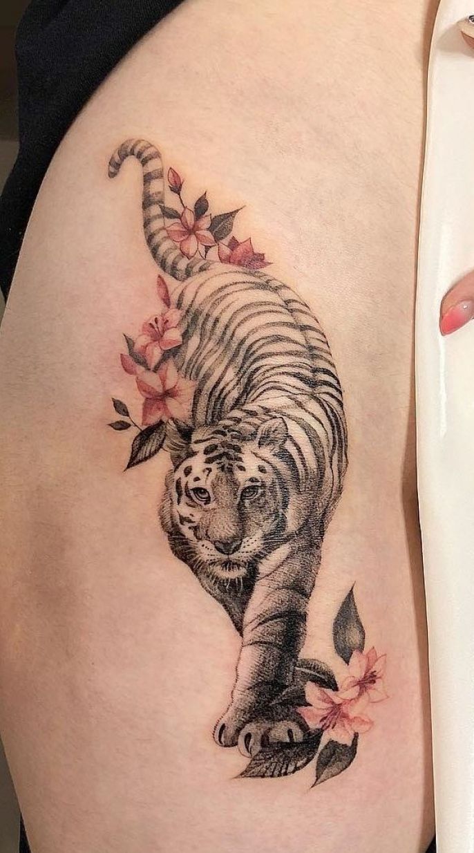 Feminine Tiger Tattoos for Women: Stunning Arm, Thigh, and Back Designs ...