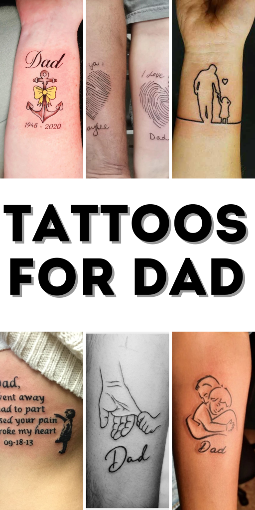 Memorial and Family Tattoos for Dad: Ideas with Kids' Names, Angel ...