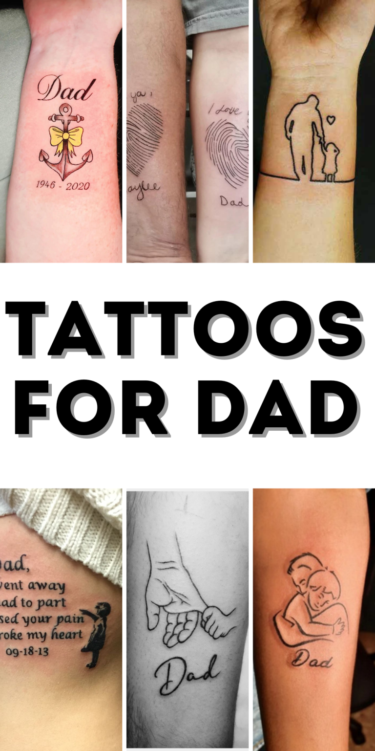 Memorial and Family Tattoos for Dad: Ideas with Kids' Names, Angel ...