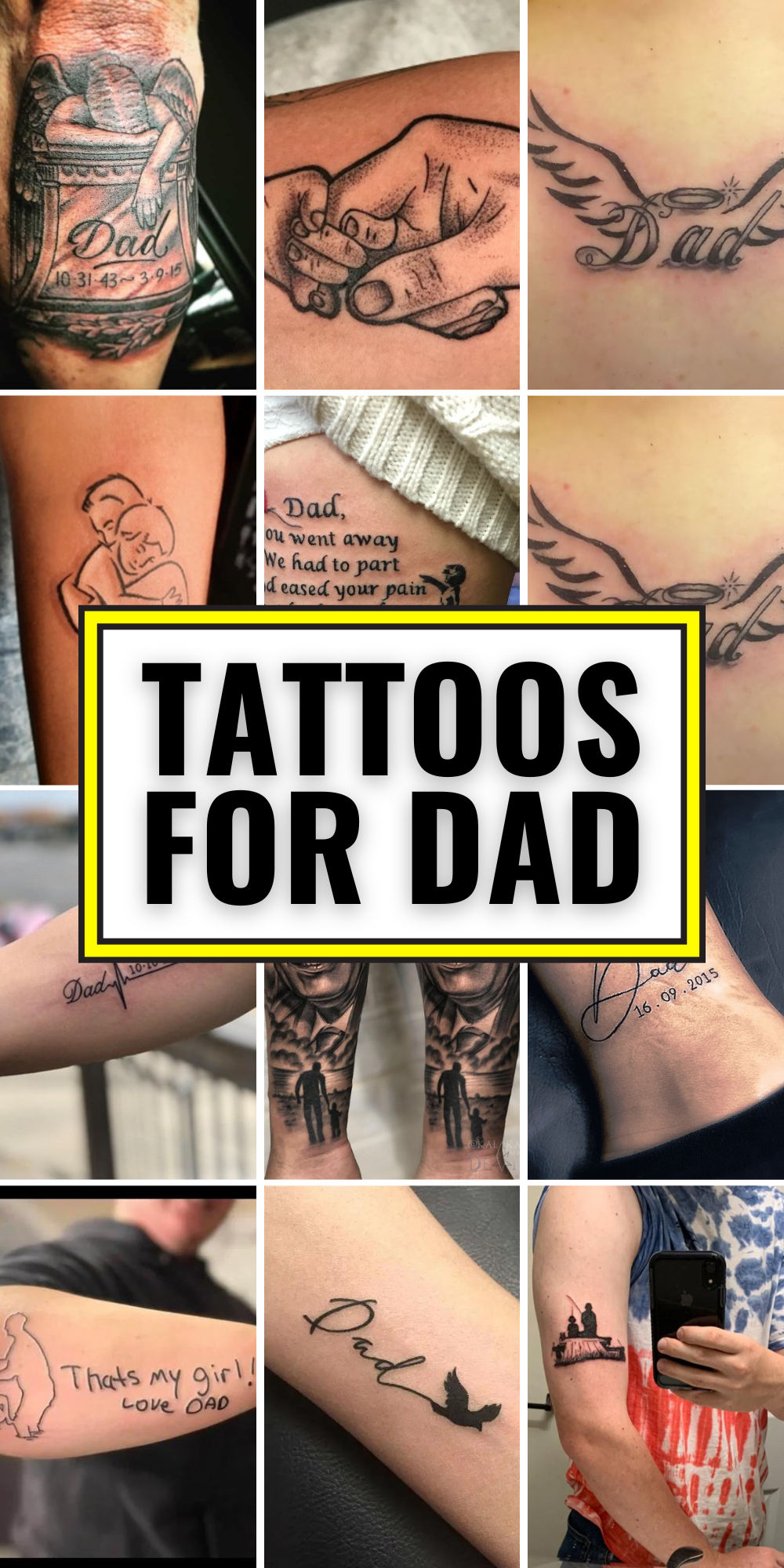 Memorial and Family Tattoos for Dad: Ideas with Kids' Names, Angel ...