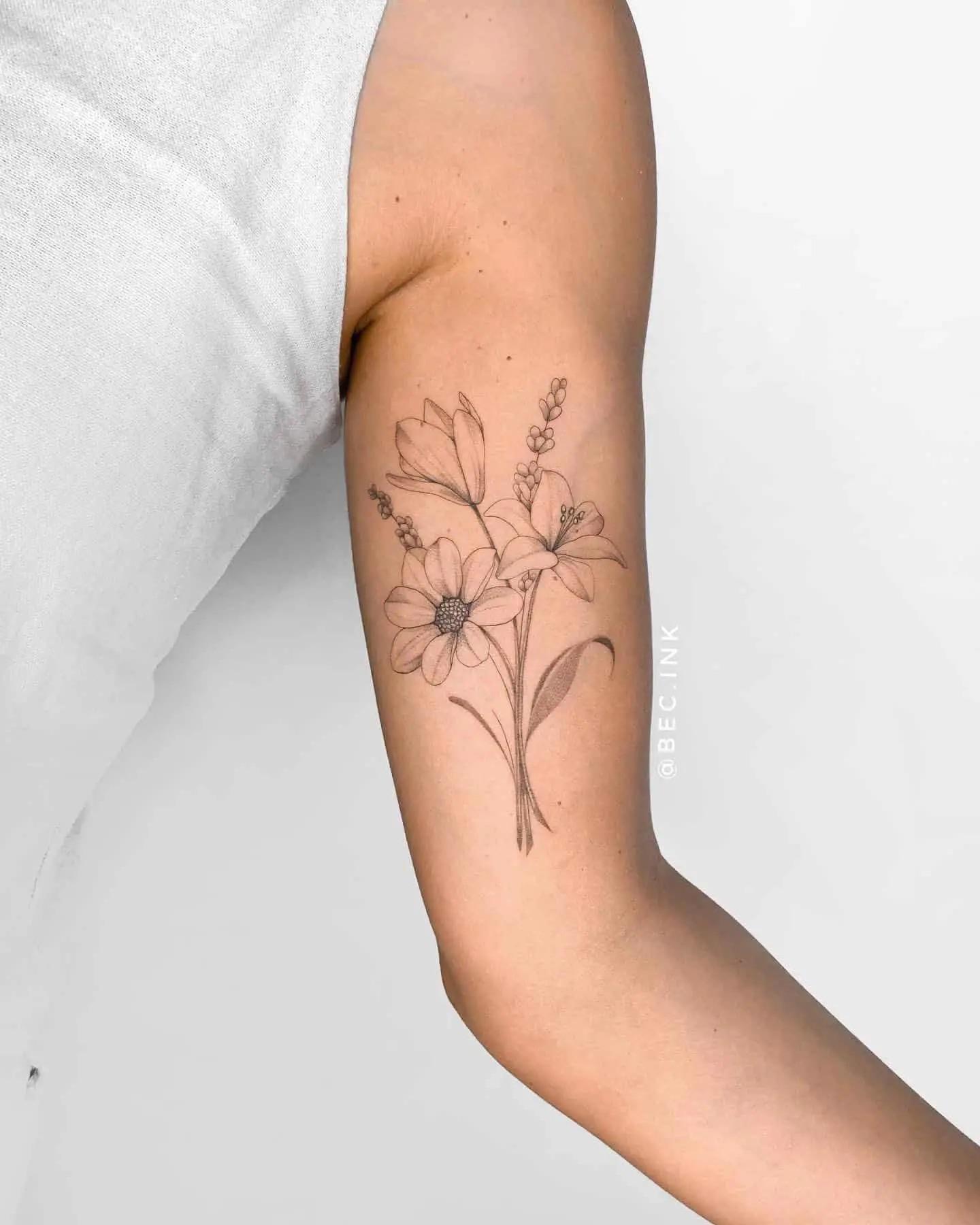 Creative Flower Bouquet Tattoo Ideas for the Arm, Forearm, and Ribs ...