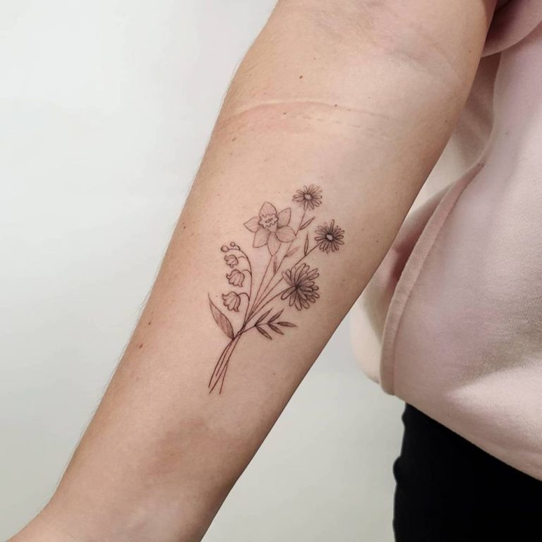 Creative Flower Bouquet Tattoo Ideas for the Arm, Forearm, and Ribs ...