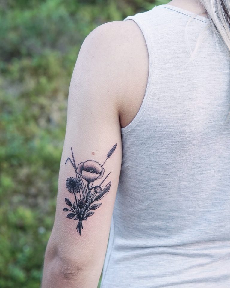 Creative Flower Bouquet Tattoo Ideas for the Arm, Forearm, and Ribs ...