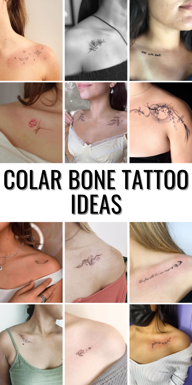 Unique collar bone tattoo ideas for men and women featuring fine line ...