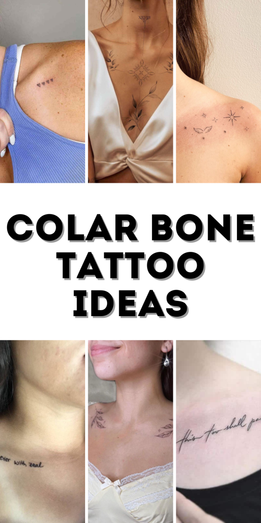 Unique collar bone tattoo ideas for men and women featuring fine line ...