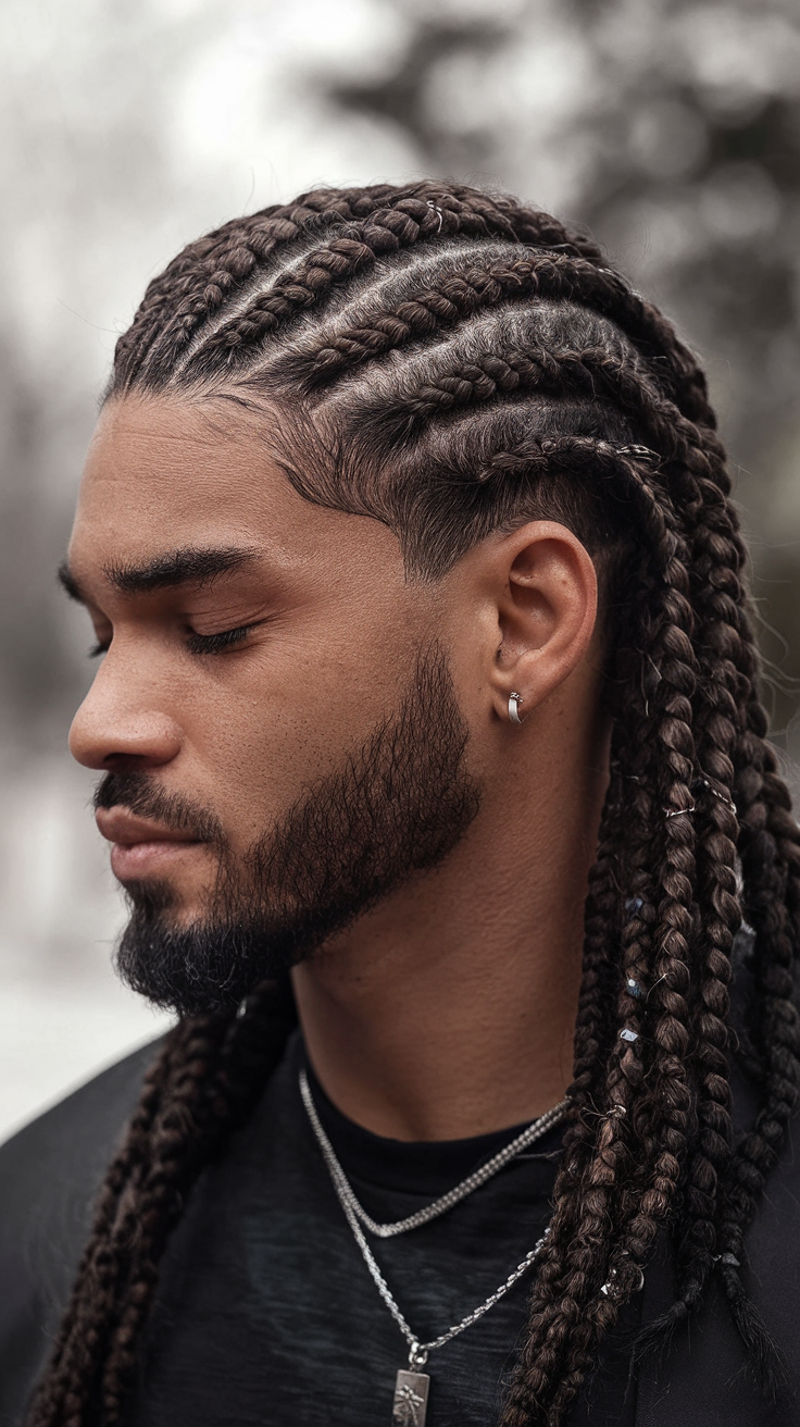 22 Braids Hairstyles For Black Men 2025 With Fade, Bun, Cornrows ...