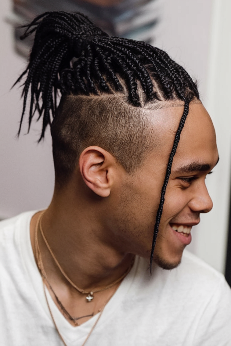 22 Braids Hairstyles For Black Men 2025 With Fade, Bun, Cornrows ...