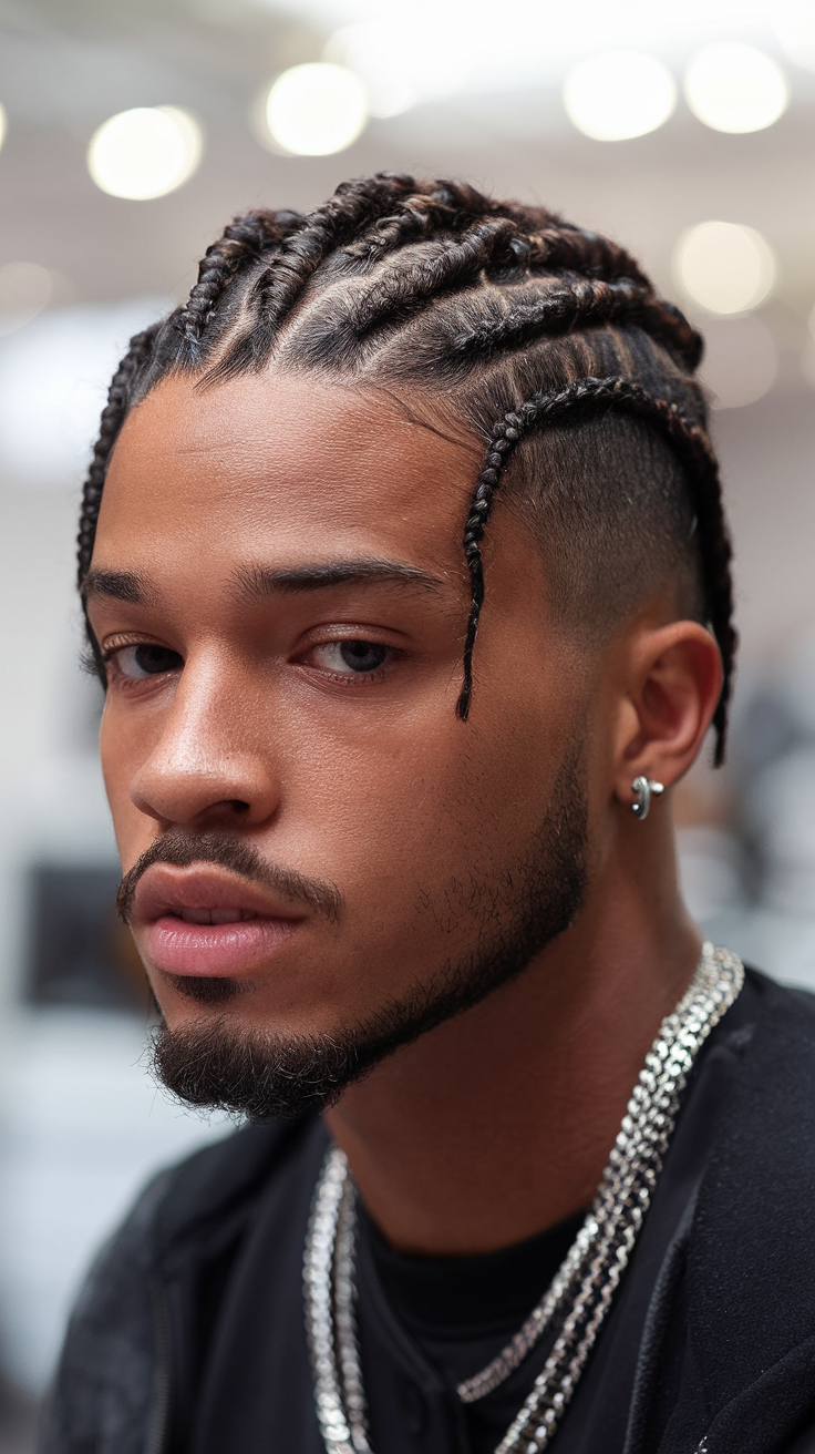 22 Braids Hairstyles For Black Men 2025 With Fade, Bun, Cornrows ...