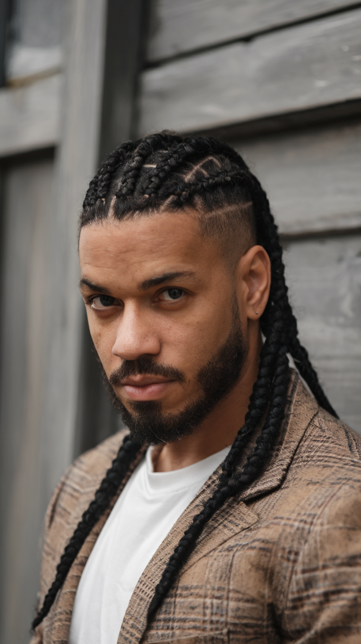 22 Braids Hairstyles For Black Men 2025 With Fade, Bun, Cornrows ...