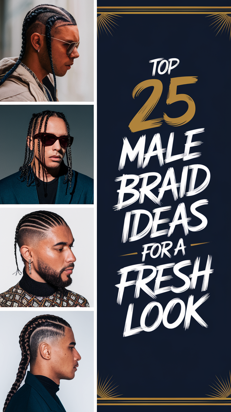 25 Male Braid Styles 2025 For Men With Fade, Cornrows, High Top, Twist ...
