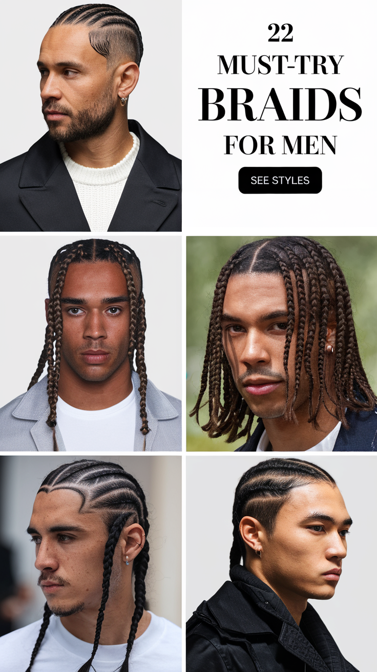 22 Braids Hairstyles For Black Men 2025 With Fade, Bun, Cornrows ...