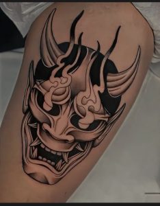 Oni Mask Tattoo 2025: 23 Design Ideas For Sleeve, Back, Leg, Hand ...