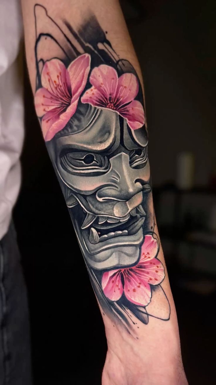 Oni Mask Tattoo 2025: 23 Design Ideas For Sleeve, Back, Leg, Hand ...