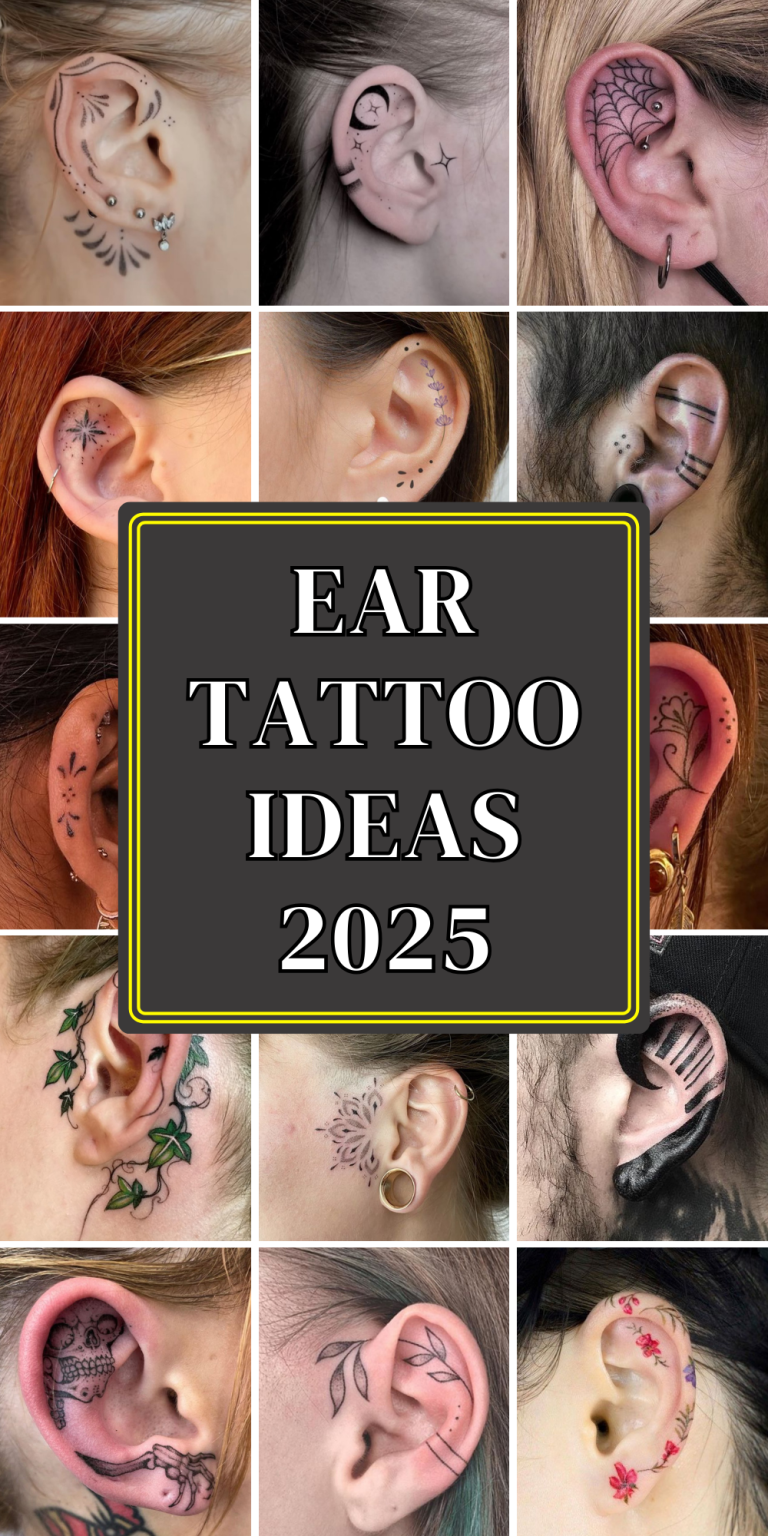 25 Ear Tattoo Ideas 2025: Dainty Stars, Florals, Webs & Bold Lines for ...