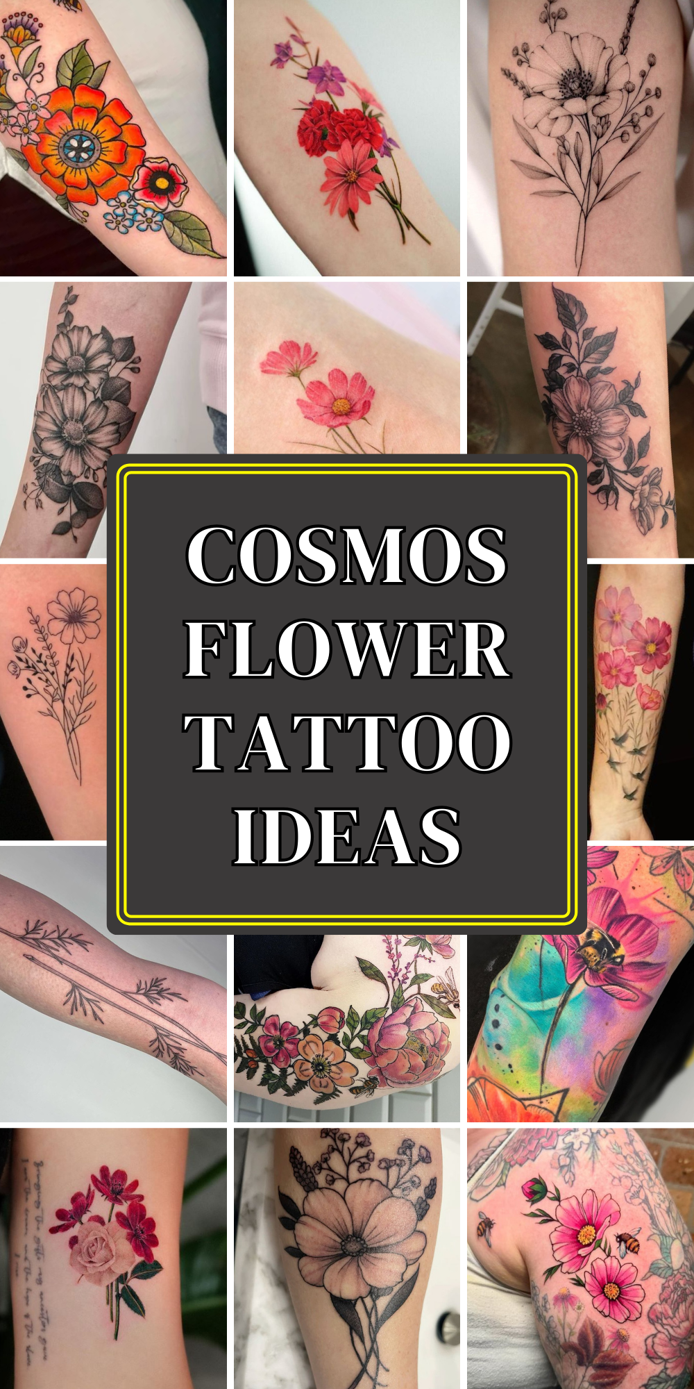 23 Cosmos Flower Tattoo Ideas: Fine Line, Color & Minimalist Designs